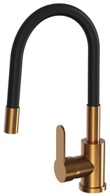 Gamma Flex 2000, stojánková dřezová baterie s flexibilním ramenem, černá-měděná matná, GMA-BFX-2000BRGD