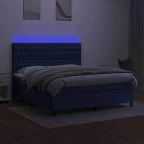 Box spring postel s matrací a LED modrá 180x200 cm textil 3135139