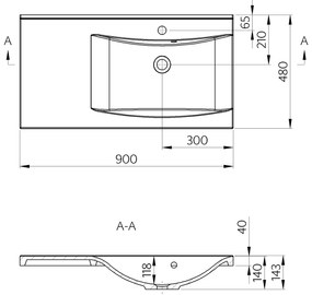 Sapho, LUCIOLA umyvadlo 90x48cm, litý mramor, bílá, pravé, 50094