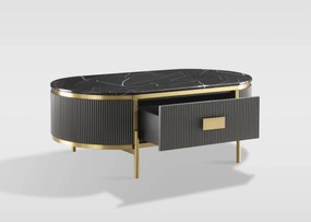 Konferenční stolek Stilig ST380A 124 cm zlatý/černý mramor