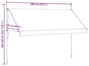 vidaXL Marketos Ručně zatahovací markýza 400 cm antracitová