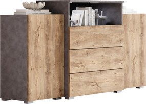 XXXLutz ŠIROKÁ KOMODA, antracitová, barvy dubu košíčkatého, 150/80,7/39 cm P & B - Online Only komody - 002778001908