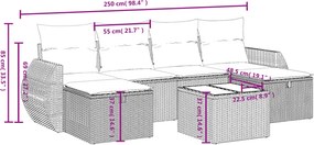 6dílná zahradní sedací souprava s poduškami béžová polyratan 3264164