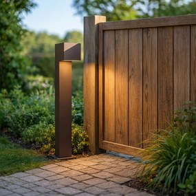 Venkovní lampa rezavě hnědá 65 cm vč. LED IP64 s tlumeným světlem a solárním napájením - Charlene
