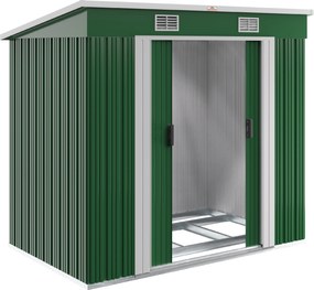 Zahradní domek na nářadí zelená 200x125x180cm 2m² úložný prostor pozinkované posuvné dveře 4 háky