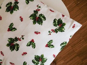 Vánoční bavlněný povlak na polštář Cesmína bílá Dekorační polštářek: 40x40 cm