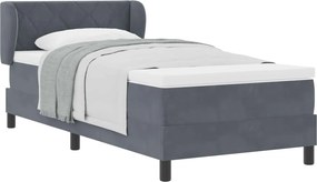 Postel s boxspringem s čelo Tmavě šedá 90 x 200 cm samet 3340425