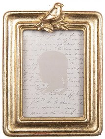 Zlatý malý fotorámeček s ptáčkem - 9*2*12 cm / 6*9 cm