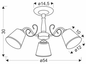 Lustr na tyči LOSANNA 3xE14/40W/230V mosaz