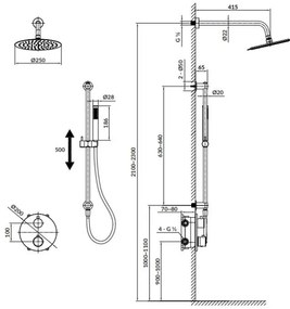 Cersanit S952-033 - Sprchová sada s termostat. podomítkovou baterií ZEN černá