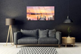Plexisklo-obraz Molo Západ Slunce Jezero 100x50 cm