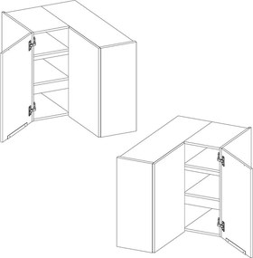 LUNA du | horní skříňka 60x60 GN-72 2F (90°) rohová s policemi | 60x60 cm | artisan/šedá