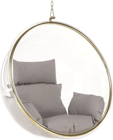 Závěsné křeslo, transparentní/zlatá/šedá, BUBBLE NEW TYP 1