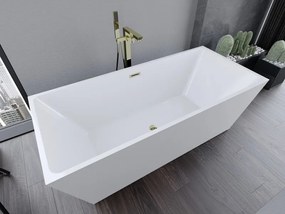 Mexen Lita, volně stojící vana 170 x 75 cm, bílá, zlatý lesklý přepad, 52121707500-50