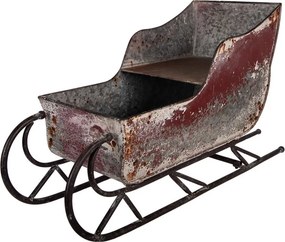 Červené antik kovové sáně - Vánoční nostalgie - 51*23*30 cm