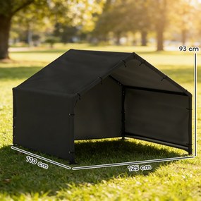 PawHut psí bouda s voděodolným a UV krytem, 125 × 110 × 93 cm – pro psy do 30 kg, černá