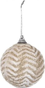 Vánoční ozdoba na stromeček glitter 8 cm, bílá a zlatá, polystyren, IP44 venkovní