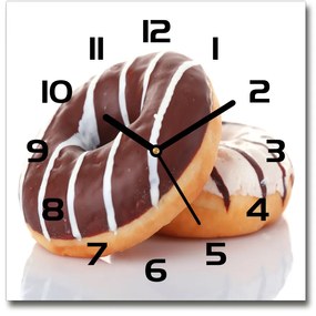 Wallmuralia Skleněné hodiny čtverec Zákusky s čokoládou 30x30 cm