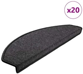 Schodové rohože 20 ks 65 x 24 x 4 cm antracitové, půlkulaté, velké 3365789