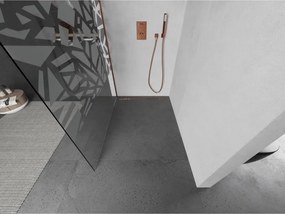 Mexen Kioto L, sprchová zástěna Walk-In 70 x 200 cm, 8mm čiré sklo bílý vzor, ​​růžové zlato profil, 800-070-103-60-85