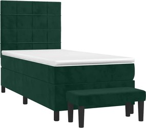 Box spring postel s matrací tmavě zelená 80 x 200 cm samet 3137812