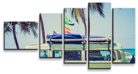 Sablio Obraz - 5-dílný Veterán na pláži - 100x60 cm