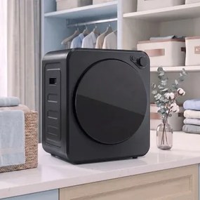 HOMCOM Mini sušička prádla 4 kg s 5 programy až do 60℃ 800W/400W odvětrávací sušička s nerezovým bubnem černá