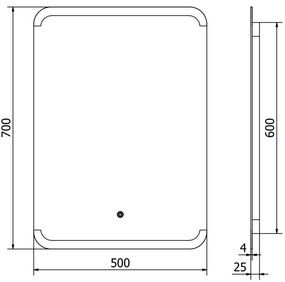 Mexen Nida podsvícené koupelnové zrcadlo 50 x 70 cm, LED 6000K, ventilátor - 9806-050-070-611-00