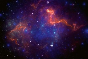DIMEX | Samolepicí vliesová fototapeta na zeď Barevná galaxie MA-5-2263 | 375 x 250 cm | modrá, červená, oranžová, růžová