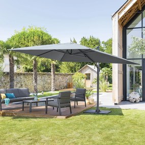 Čtvercový zahradní slunečník Poly 3x3 m - šedý (naklápěcí)