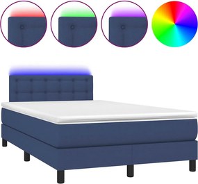 Box spring postel s matrací a LED modrá 120 x 200 cm textil 3133467