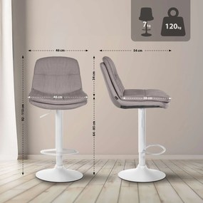 Barová židle Laurel látka bílá konstrukce – šedá