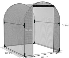 Zahradní síťový stan na ochranu rostlin Outsunny s dvířky a ochranou proti hmyzu 1,2x1,5x1,5 m z robustní černé oceli pro optimální péči o rostliny |…