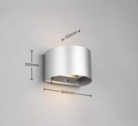 LED nástěnné venkovní svítidlo se senzorem pohybu (výška 10 cm) Talent – Reality