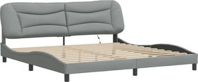 Rám postele s LED bez matrace Hvar Světle šedá 200x200 cm Látka 3213725