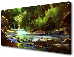 Obraz na plátně Les Jezero Kameny Příroda 100x50 cm