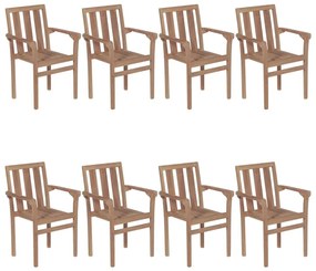 Stohovatelné zahradní židle s poduškami 8 ks masivní teak,  3073452