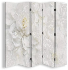 Ozdobný paraván Bílé květy Příroda - 180x170 cm, pětidílný, obustranný paraván 360°