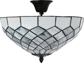 Bílo-šedá stropní lampa Tiffany Paulette - Ø 41*24 cm E14/ 2*40W