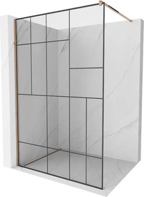 Mexen Kioto sprchová zástěna 70x200 cm 8 mm, profil růžové zlato, sklo černý vzor 2, 800-070-101-60-78