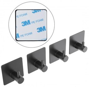 Erga Pad, samolepící háček na ručníky 4,5x4,5 cm (4ks), černá matná, ERG-YKA-CH.PAD-4-BLK