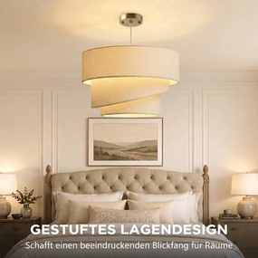 HOMCOM Závěsné svítidlo se 3 lněnými stínidly, moderní stropní lampa, výškově nastavitelné, béžové, žárovka není součástí