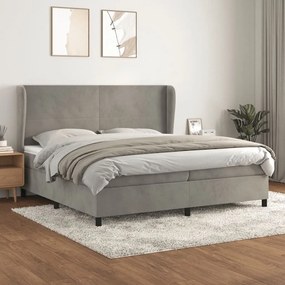 Box spring postel s matrací světle šedá 200x200 cm samet,  3129111