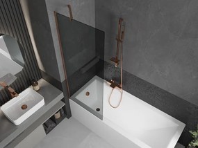 Mexen Next, vanová zástěna 1-křídlová 70 x 150 cm, fixní křídlo, 6 mm šedé sklo, růžové zlato profil, 895-070-000-00-40-60