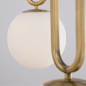 Opálově bílé skleněné závěsné světlo Nova Luce Grus 20 cm se zlatým zavěšením