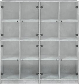 Knihovna s dvířky betonově šedá 136x37x142 cm kompozitní dřevo 3206520
