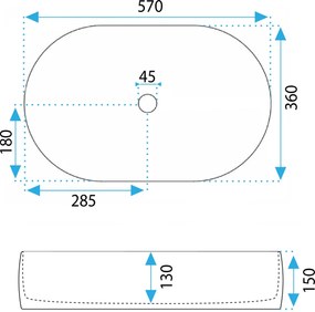 Rea Alma, umyvadlo na desku 570x360x150 mm, bílá lesklá, REA-U0600