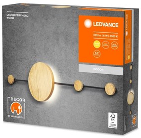 LED svítící věšák DECOR PERCHERO WOOD, teplá bílá