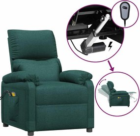 Elektrické masážní křeslo tmavě zelené textil 3098436