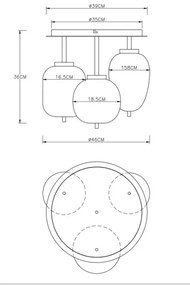 Globo 15345-3D - Přisazený lustr BLACKY 3xE14/40W/230V černá